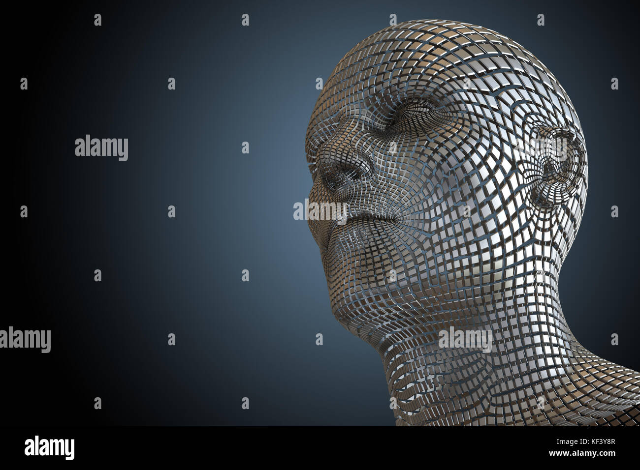 3D render of a computer generated head. Artificial mind concept Stock ...