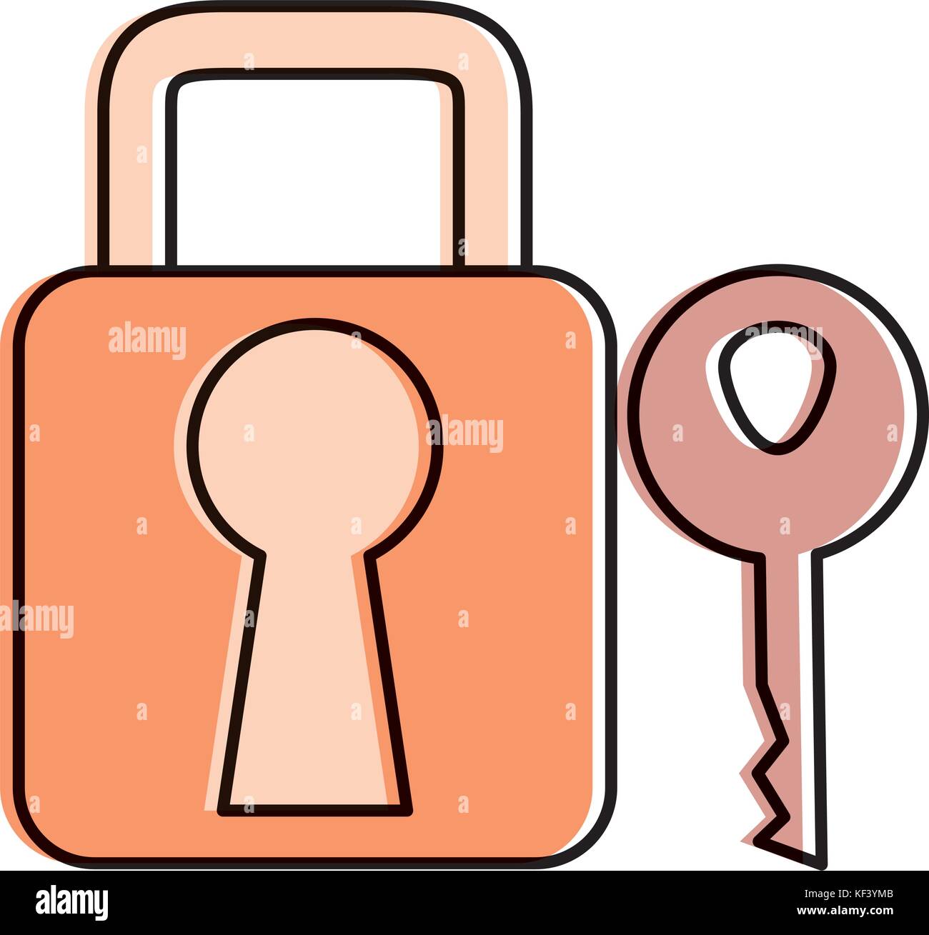 safe secure padlock with key vector illustration design Stock Vector ...
