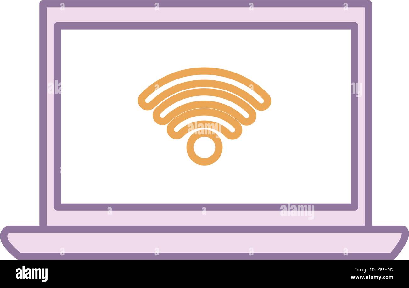 laptop computer with wifi signal vector illustration design Stock ...
