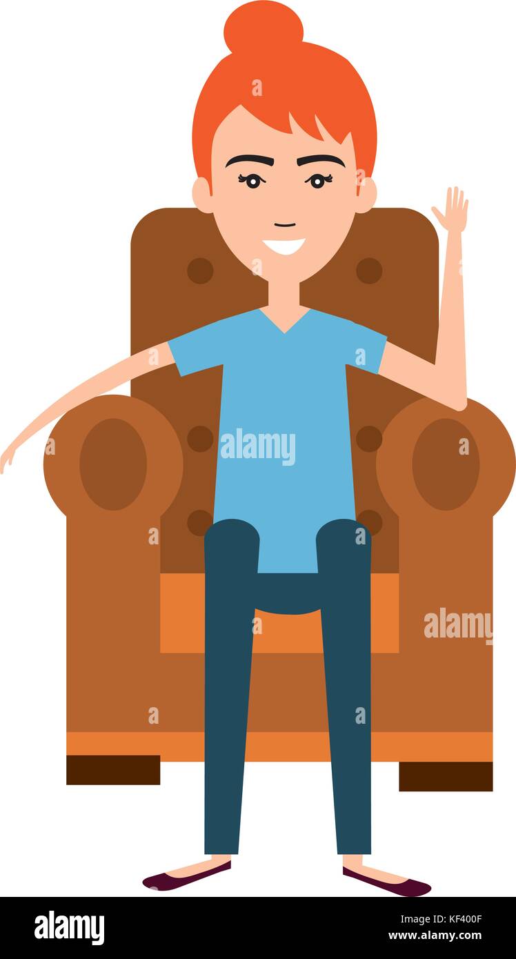 beautiful woman on the couch avatar character vector illustration ...