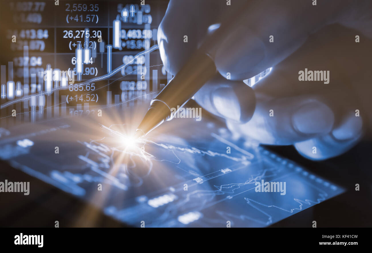 Index graph of stock market financial indicator analysis on LED ...