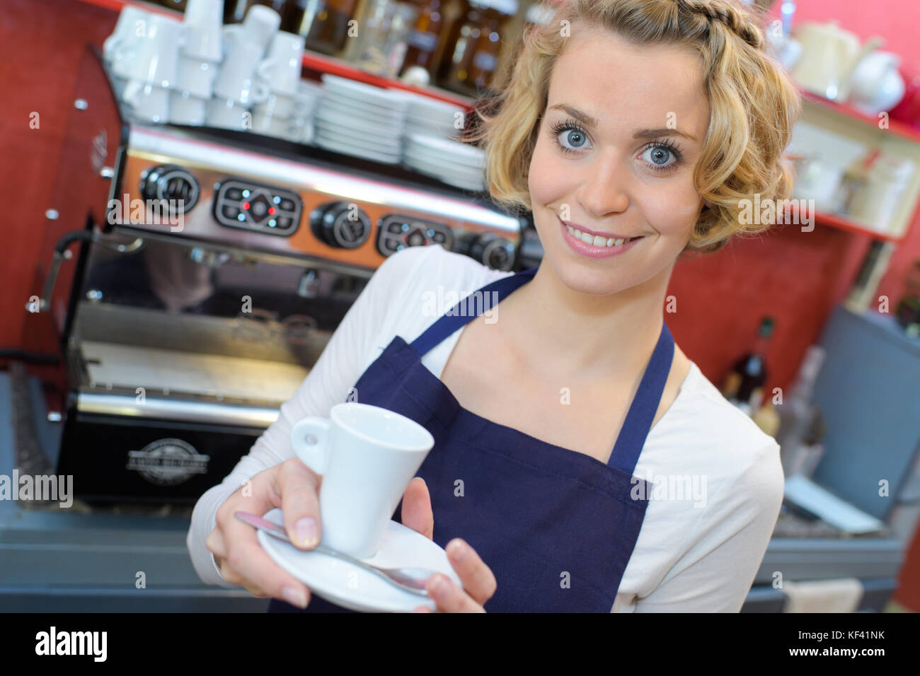 beautiful female barista Stock Photo - Alamy