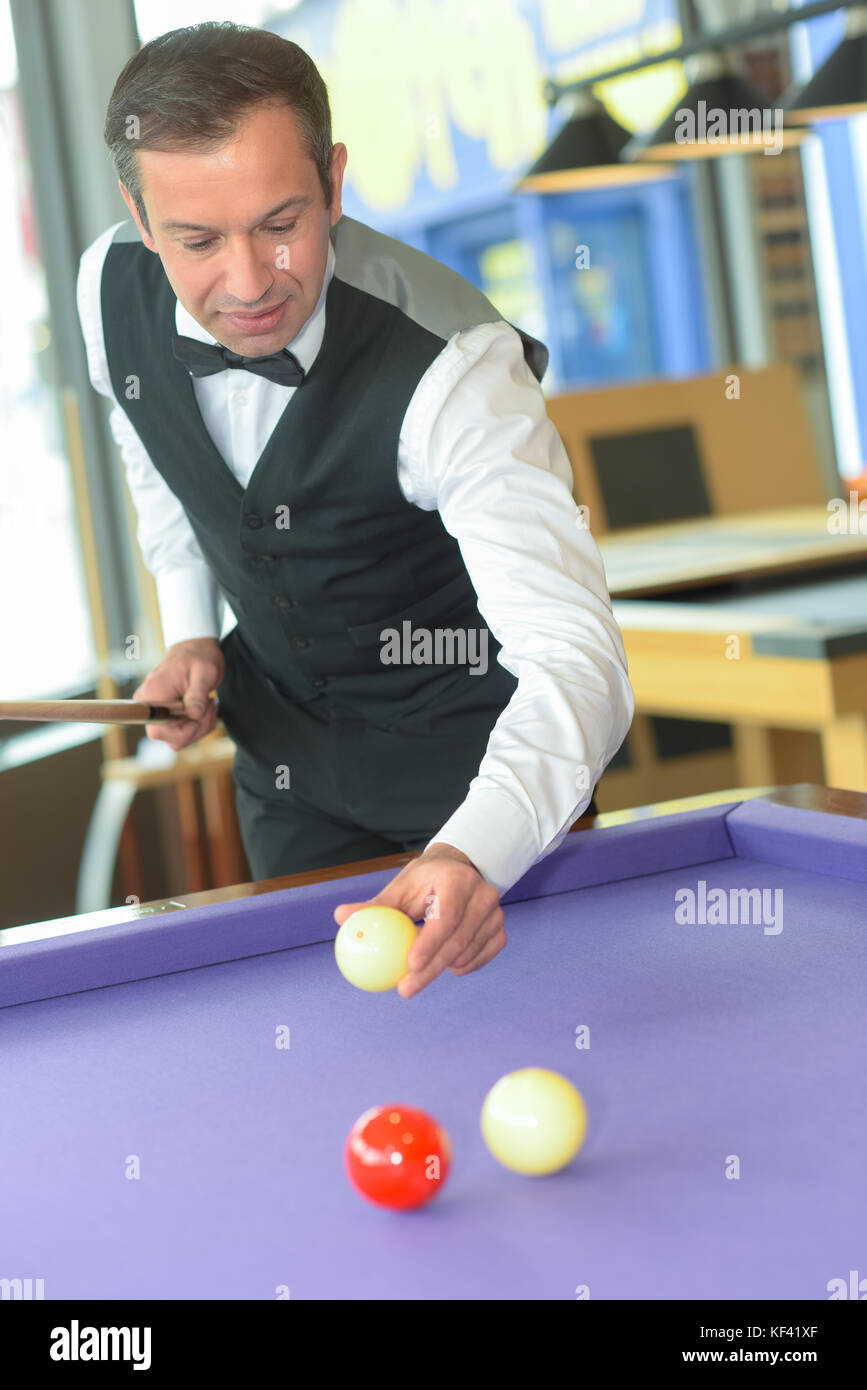 man playing billiard Stock Photo - Alamy