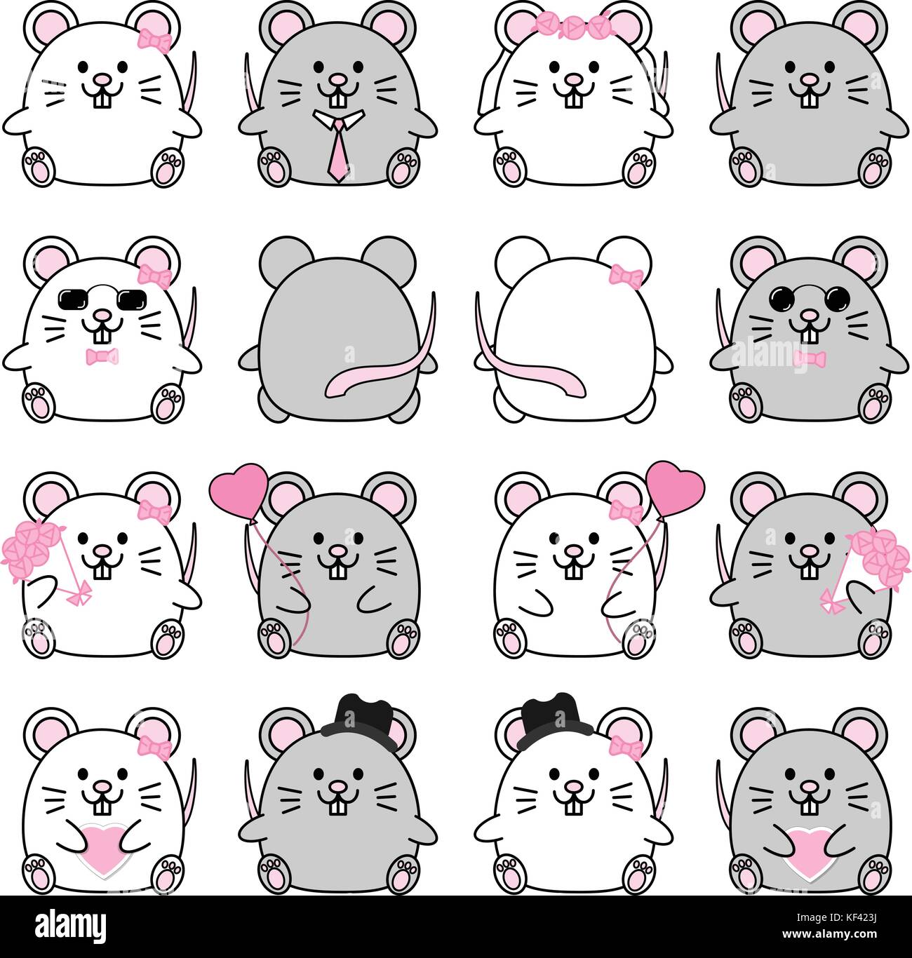 Lovely cute couple cartoon mouse collection set with variety charactor ...