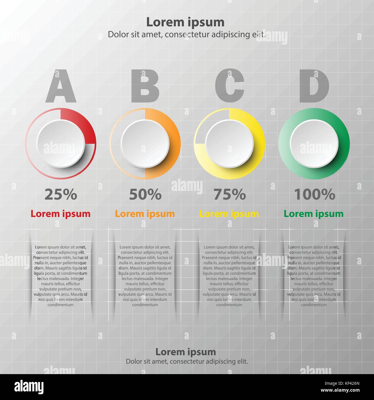 3D paper circle with colorful percentage level for website presentation ...