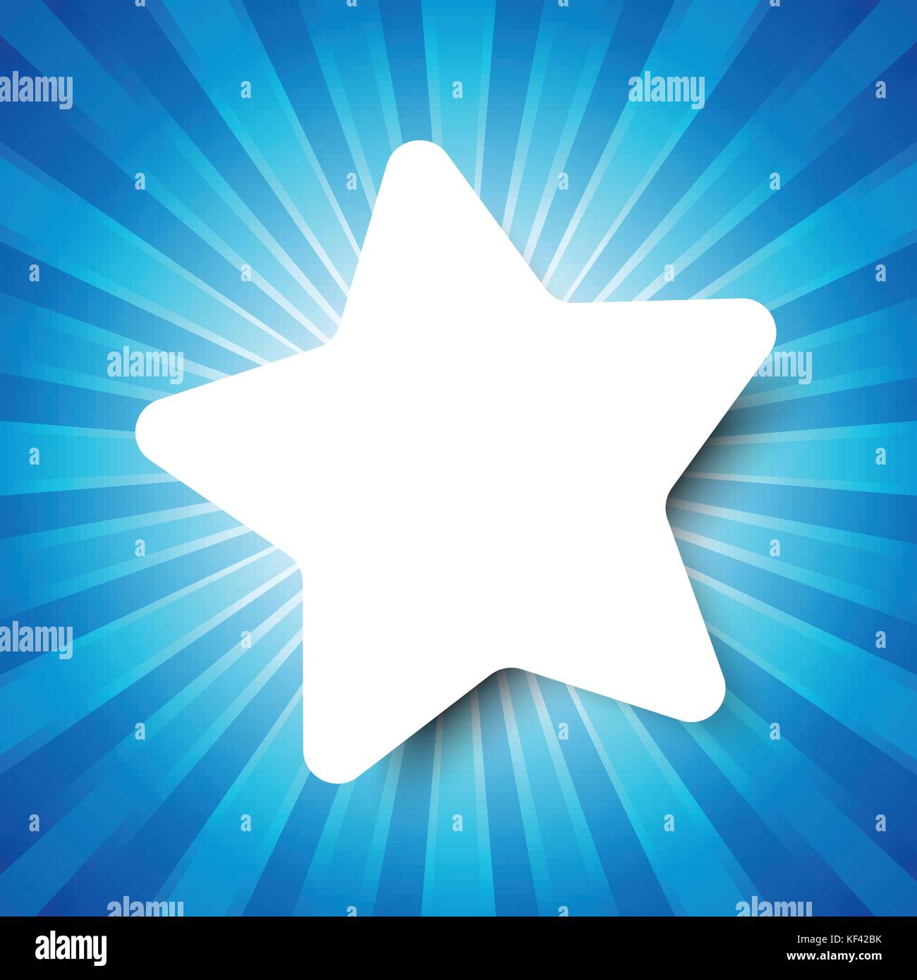 White Star template on Blue abstract background with start burst ...