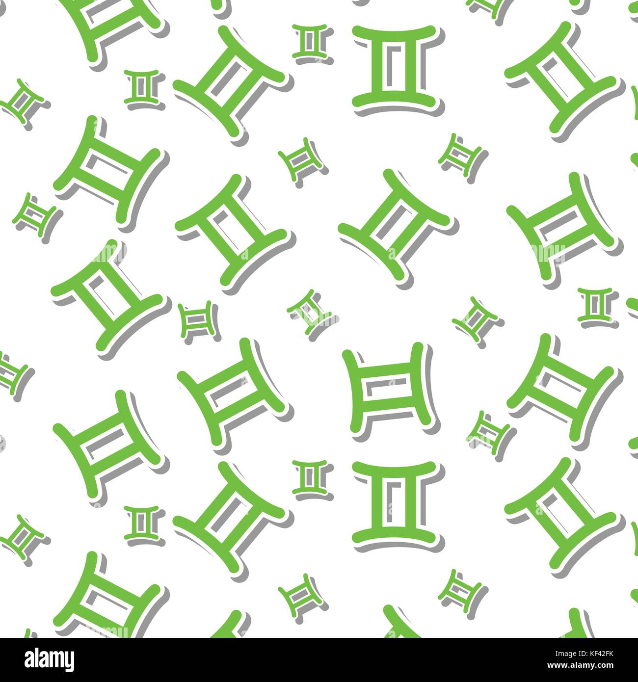 Green Gemini astronomy icon sign symbol pattern on white background ...