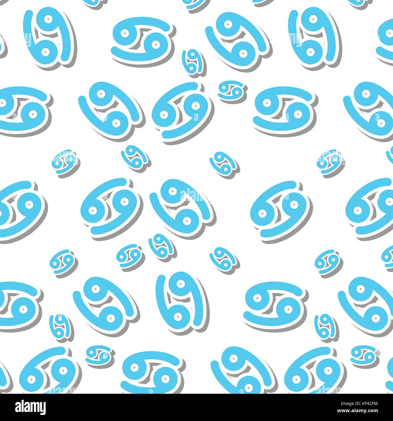 Blue Cancer astronomy icon sign symbol pattern on white background ...