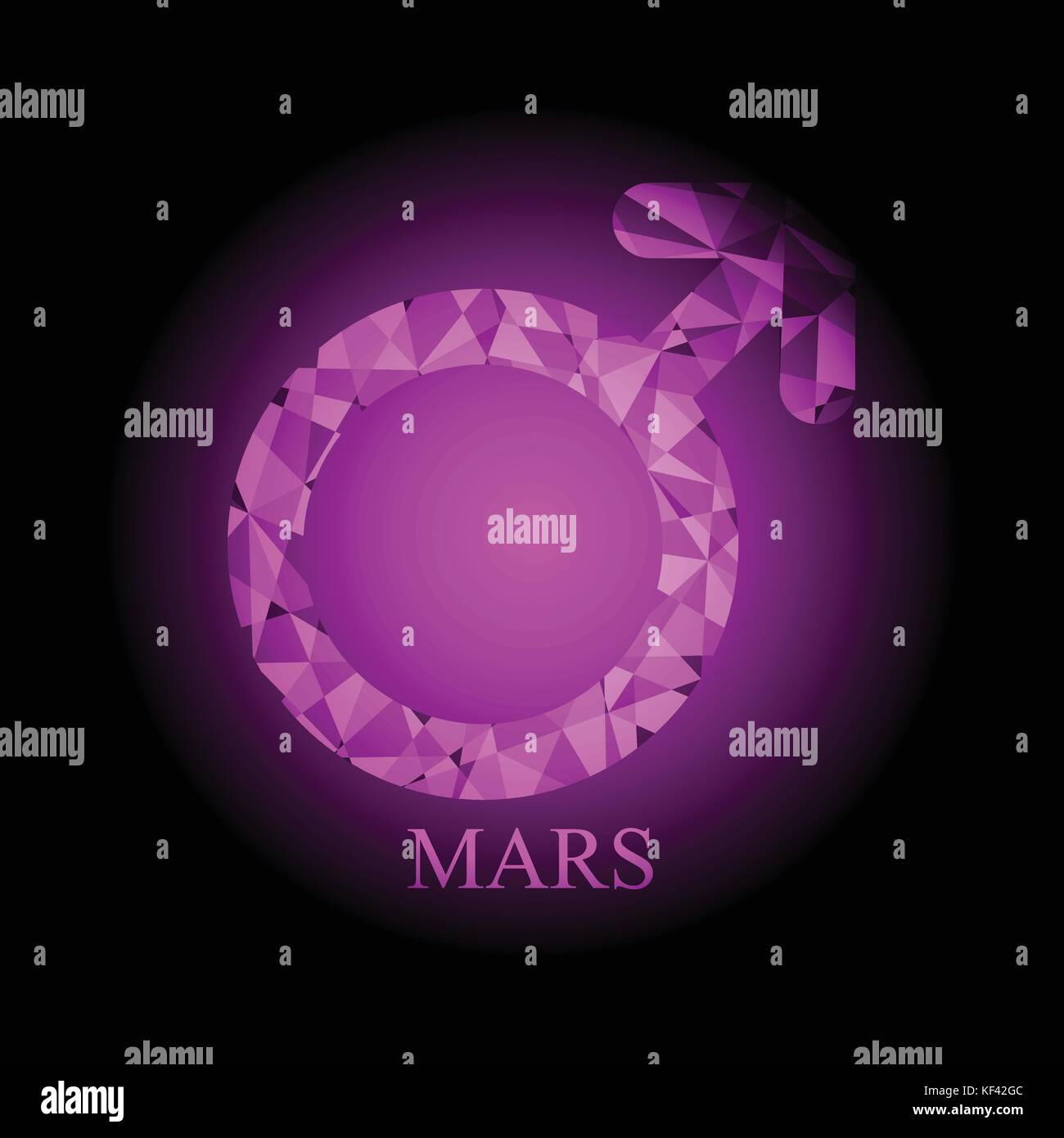 Pink polygonal mars icon astronomy sign symbol vector illustration on ...