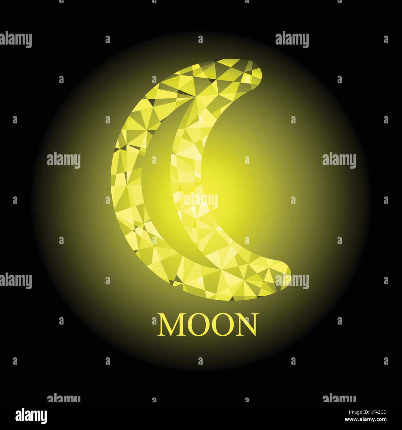 Yellow polygonal Moon icon astronomy sign symbol vector illustration on ...