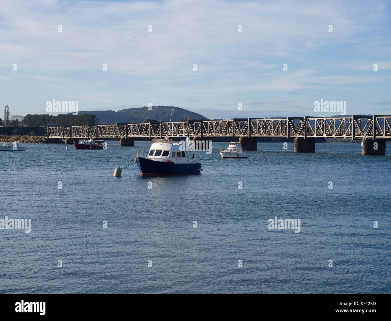 Boats And Rail Bridge Stock Photo - Alamy