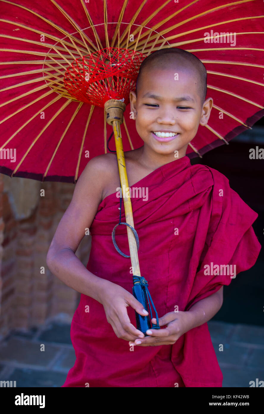Novice monk in bagan Myanmar Stock Photo - Alamy