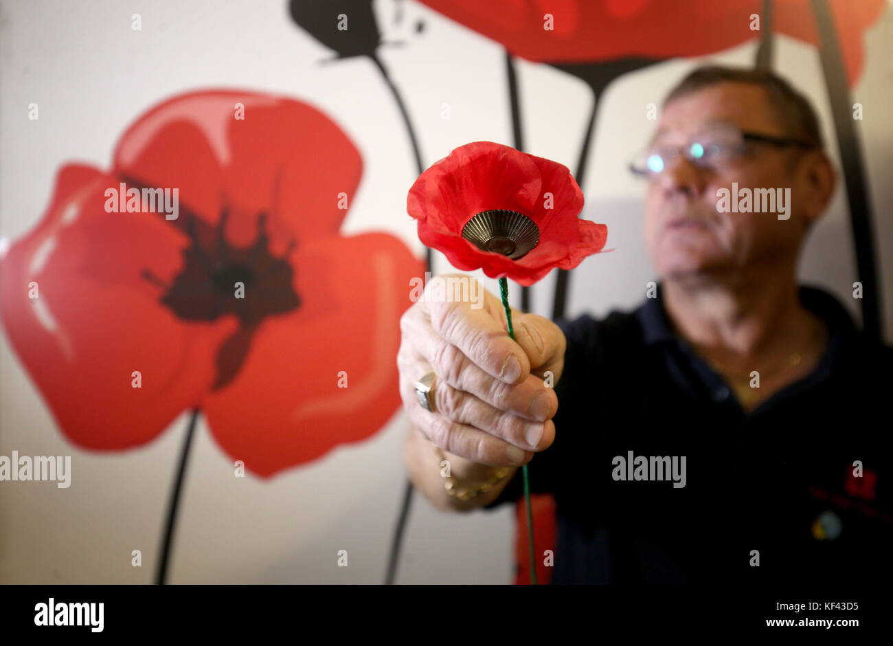 Veteran Arthur Dyke with one of the many millions poppies his team have ...
