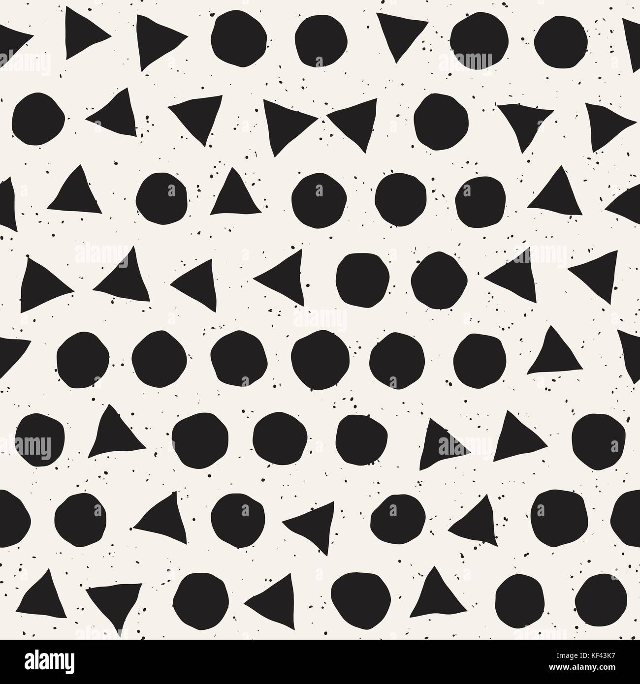 Hand drawn black and white ink abstract seamless pattern. Vector ...