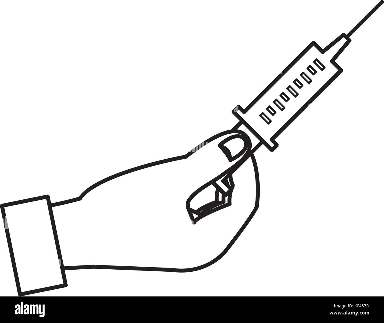 hand with medical injection isolated icon Stock Vector Image & Art - Alamy