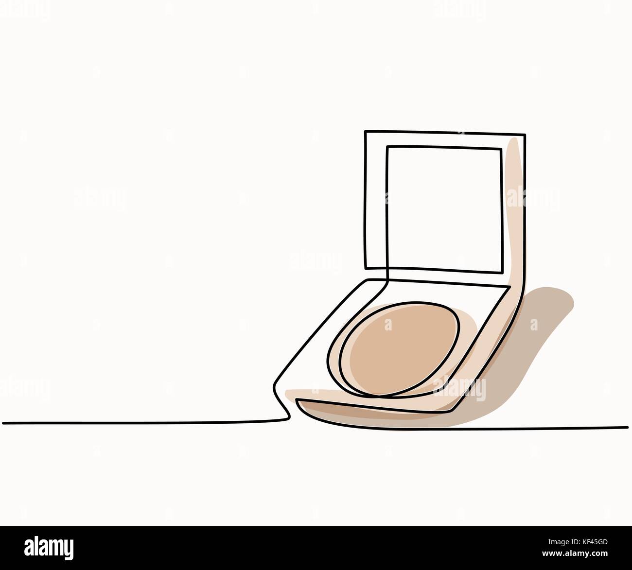 Continuous line drawing. Cosmetic compact powder logo. Soft colors ...