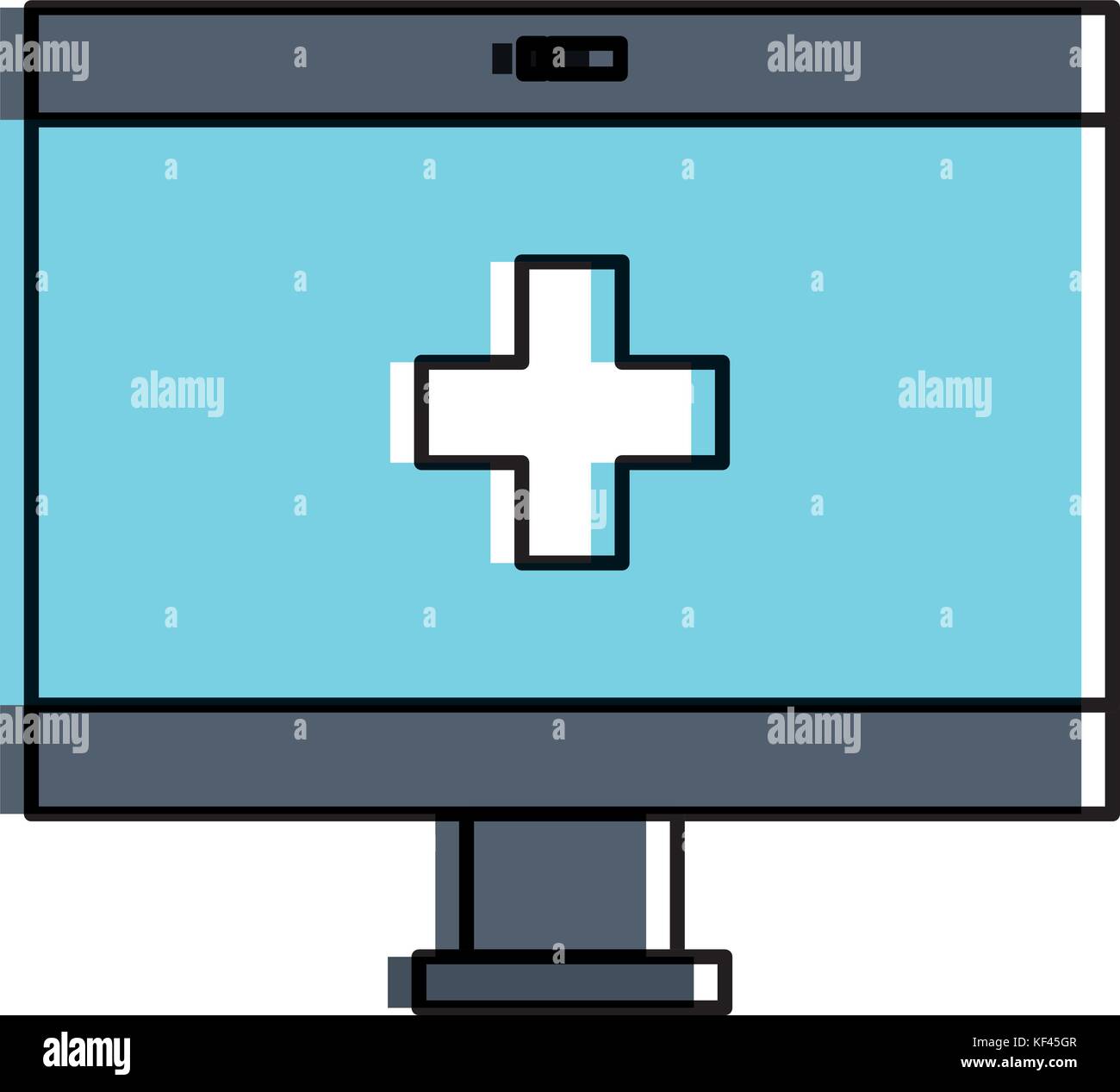 computer display with medical software vector illustration design Stock ...