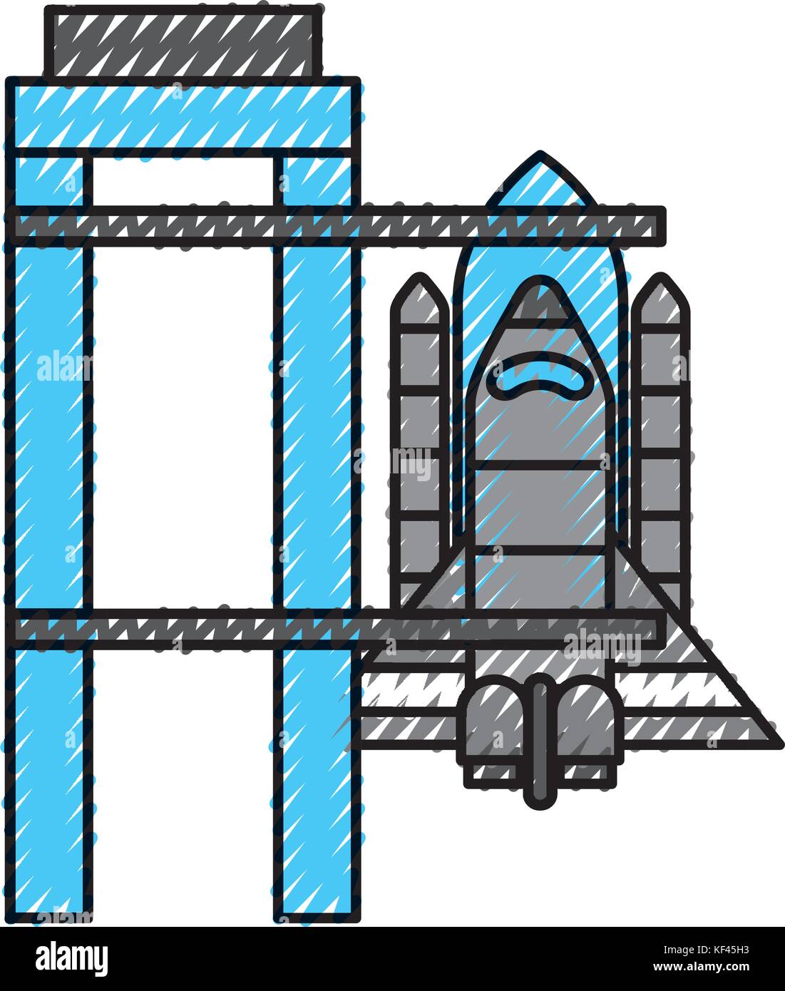 rocket standing on the platform ready to launch in space Stock Vector ...