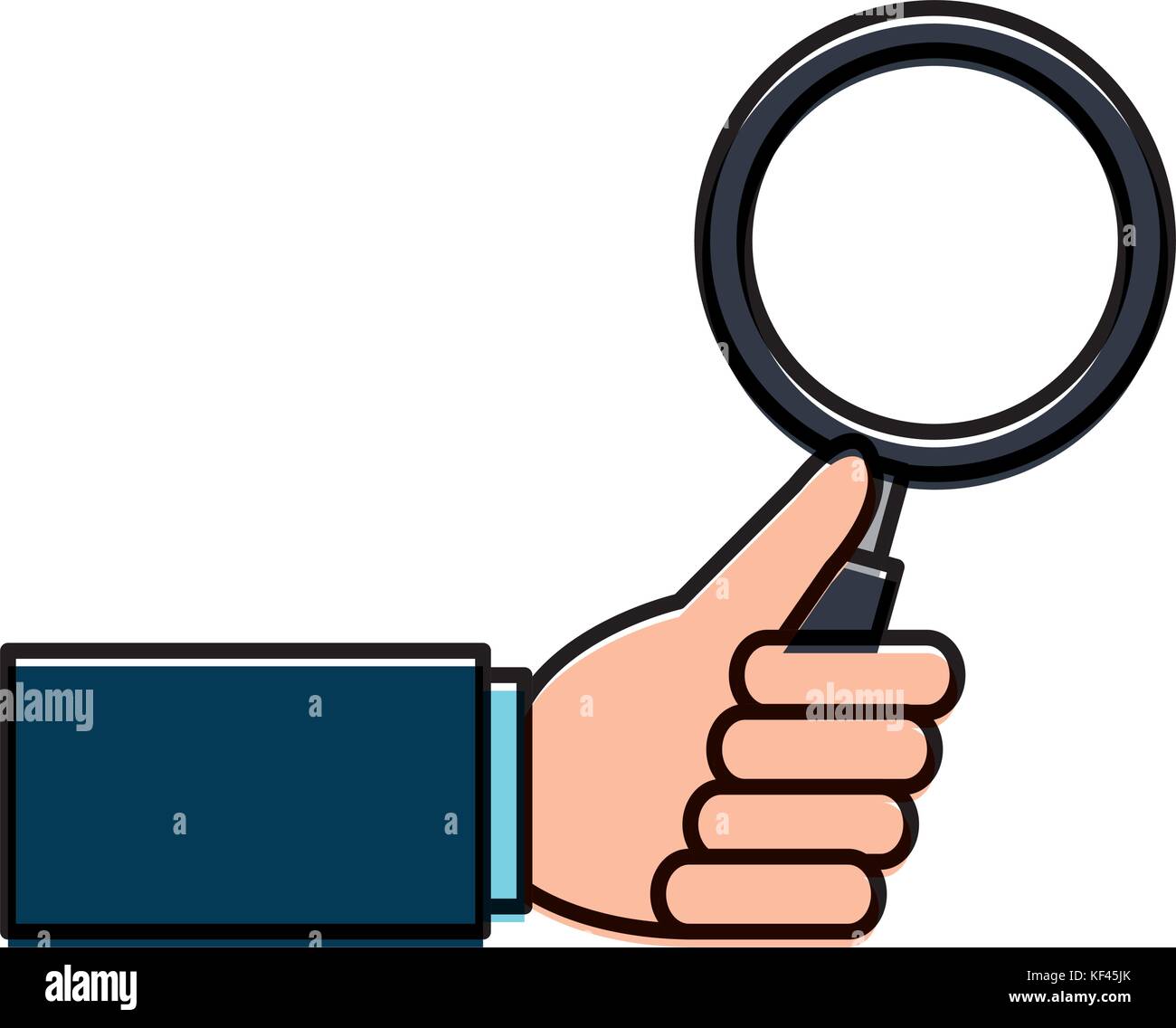 hand human with magnifying glass isolated icon vector illustration ...