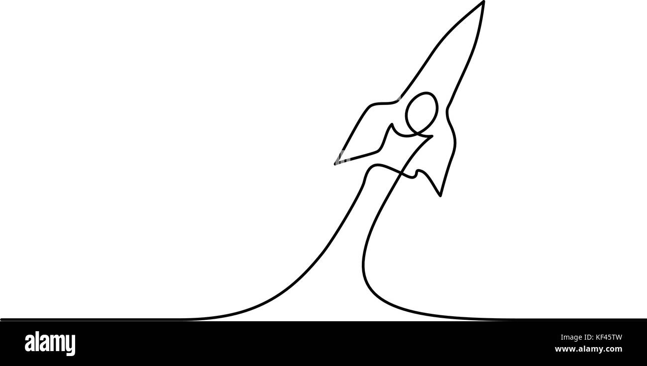Continuous line drawing. Start up rocket icon. Vector illustration ...