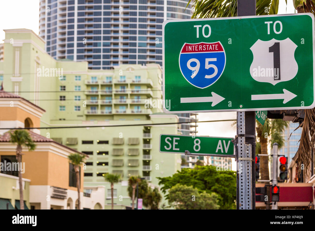 Road signs to Interstate 95 and US 1 Florida, USA United States of ...