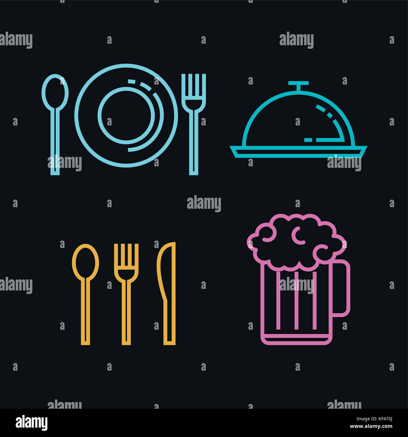 restaurant flat line icons vector illustration design Stock Vector ...