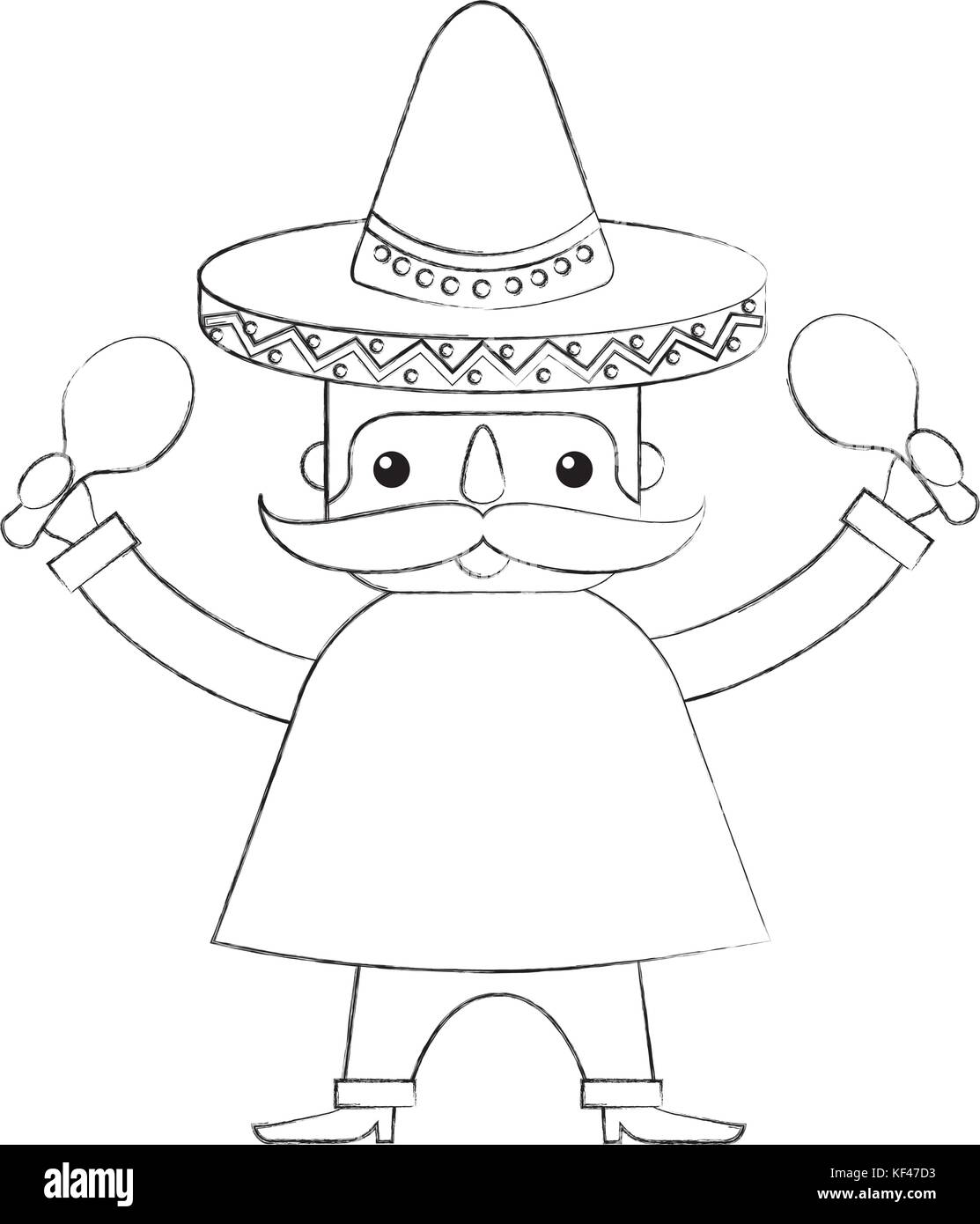 mexican man with maracas and traditional costume Stock Vector Image ...