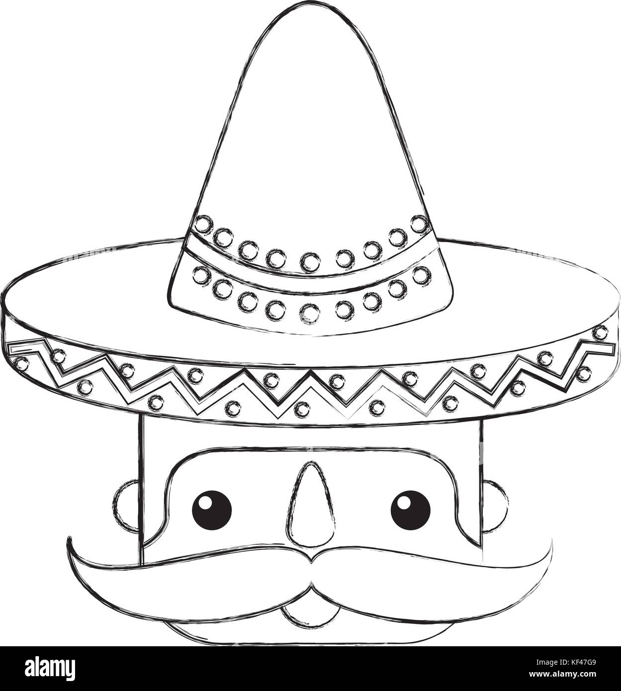 mexican man face with hat and mustache portrait Stock Vector Image ...