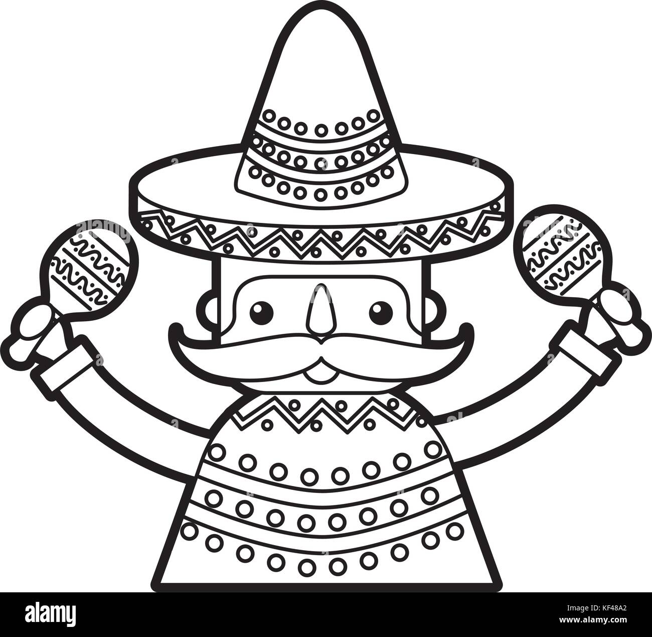 mexican man with maracas and traditional costume Stock Vector Image ...