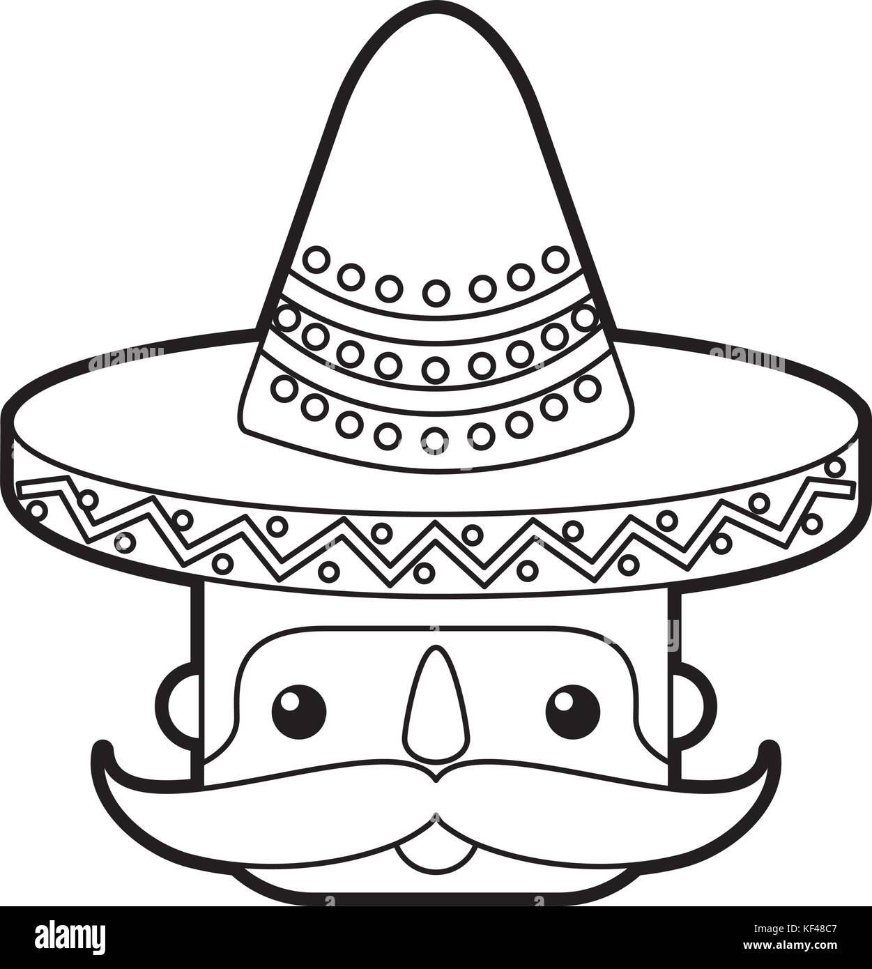mexican man face with hat and mustache portrait Stock Vector Image ...