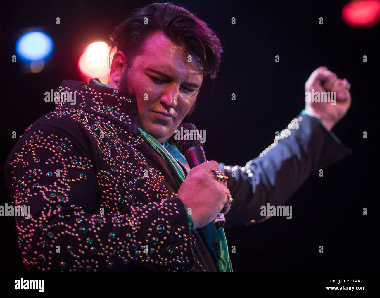 Elvis fans and tribute performers attend the 2017 Porthcawl Elvis ...