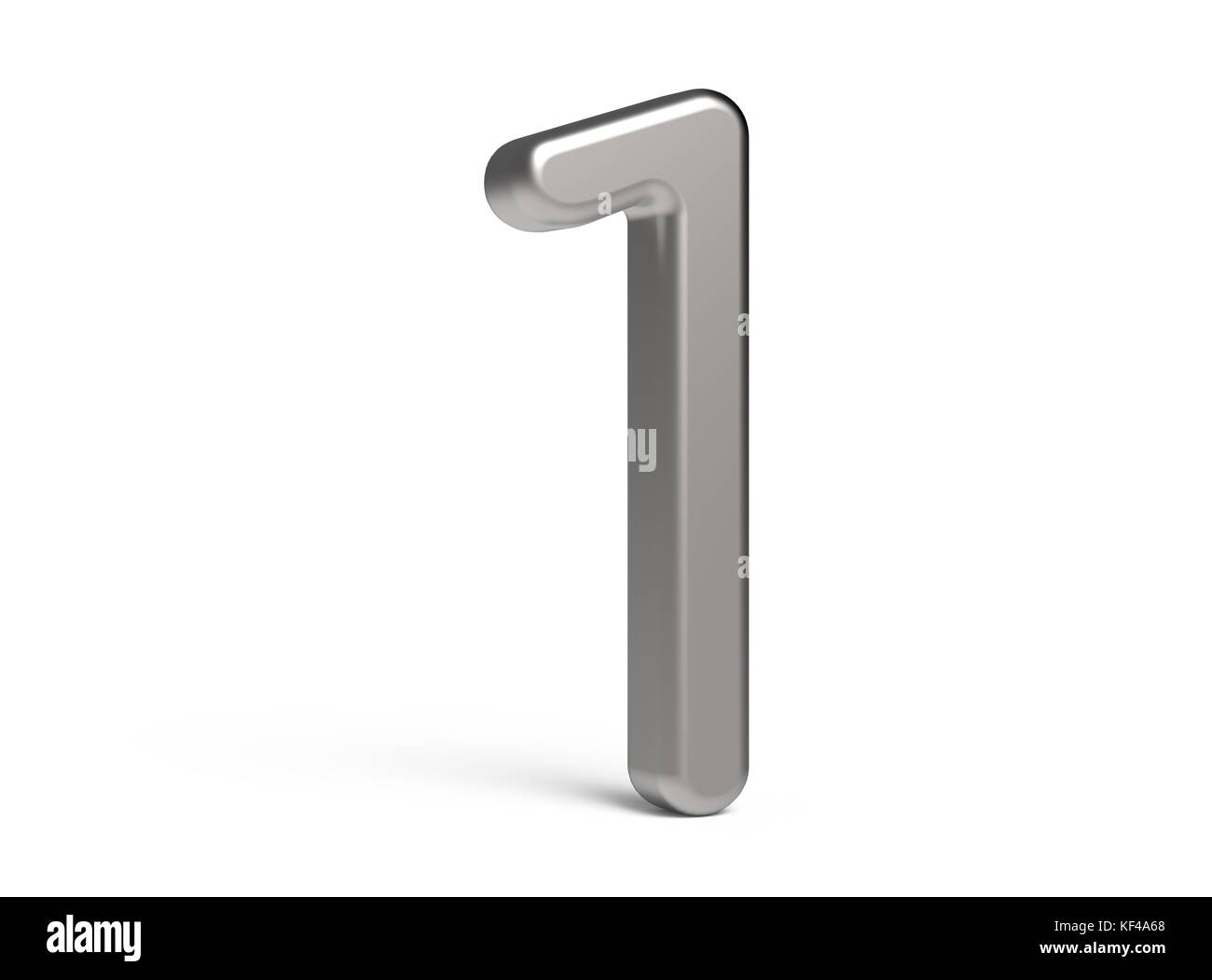 3D render metallic number 1, thin and glossy 3D figure design Stock ...