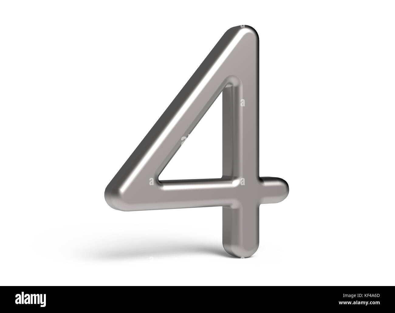 3D render metallic number 4, thin and glossy 3D figure design Stock ...