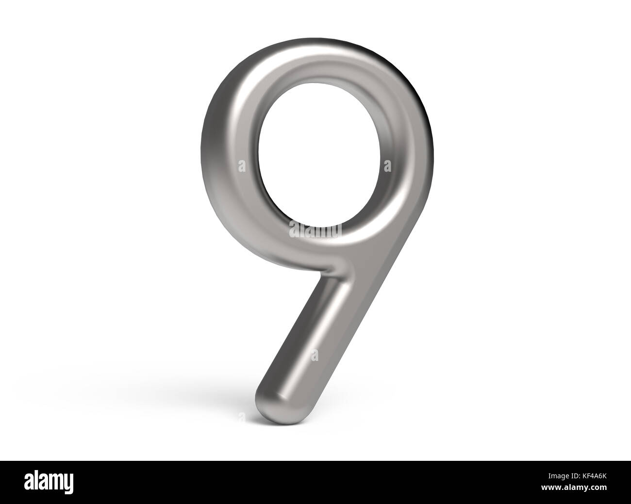 3D render metallic number 9, thin and glossy 3D figure design Stock ...