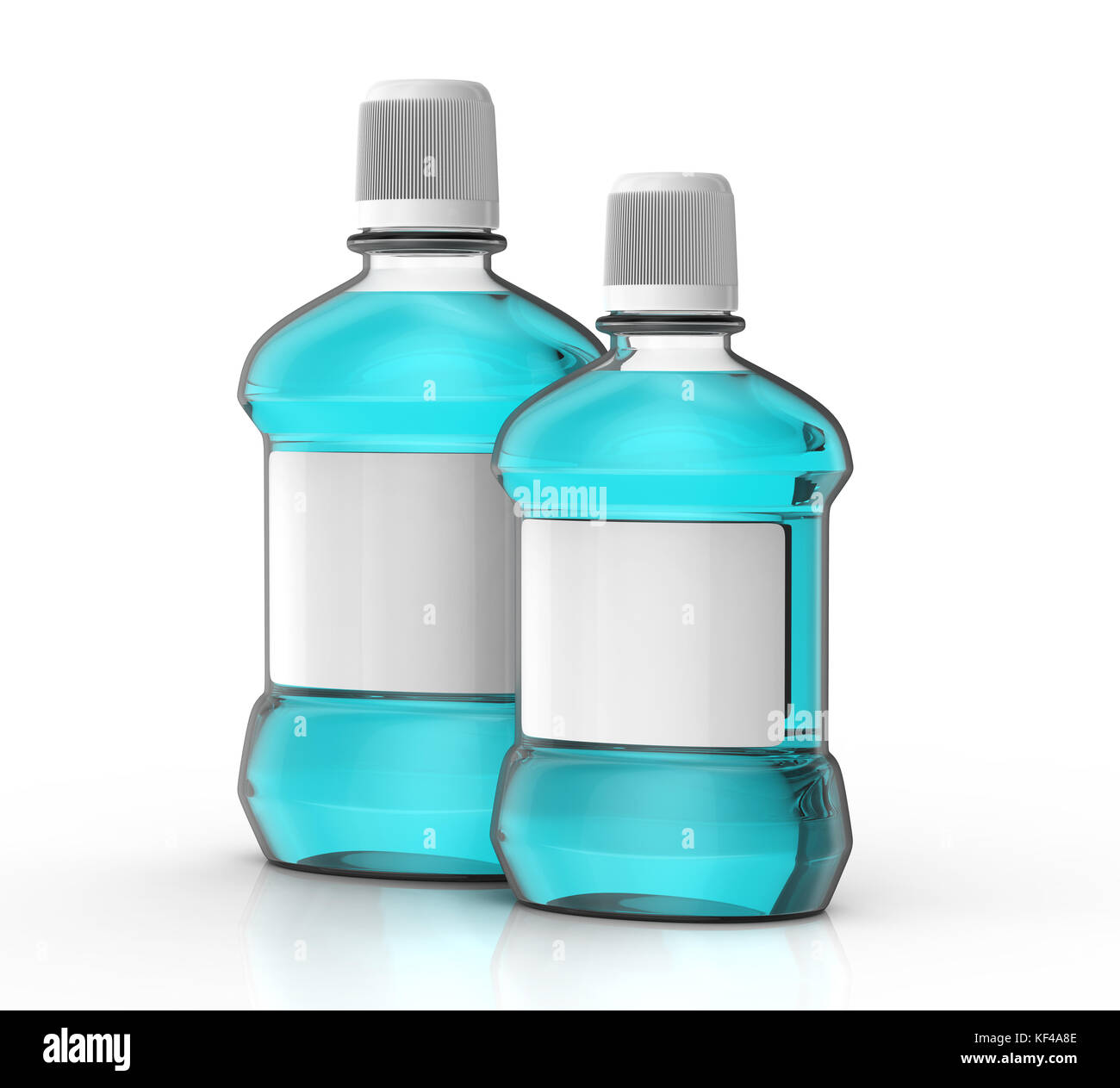 Blue mouth rinse, blank hygiene product mockup with white label for ...