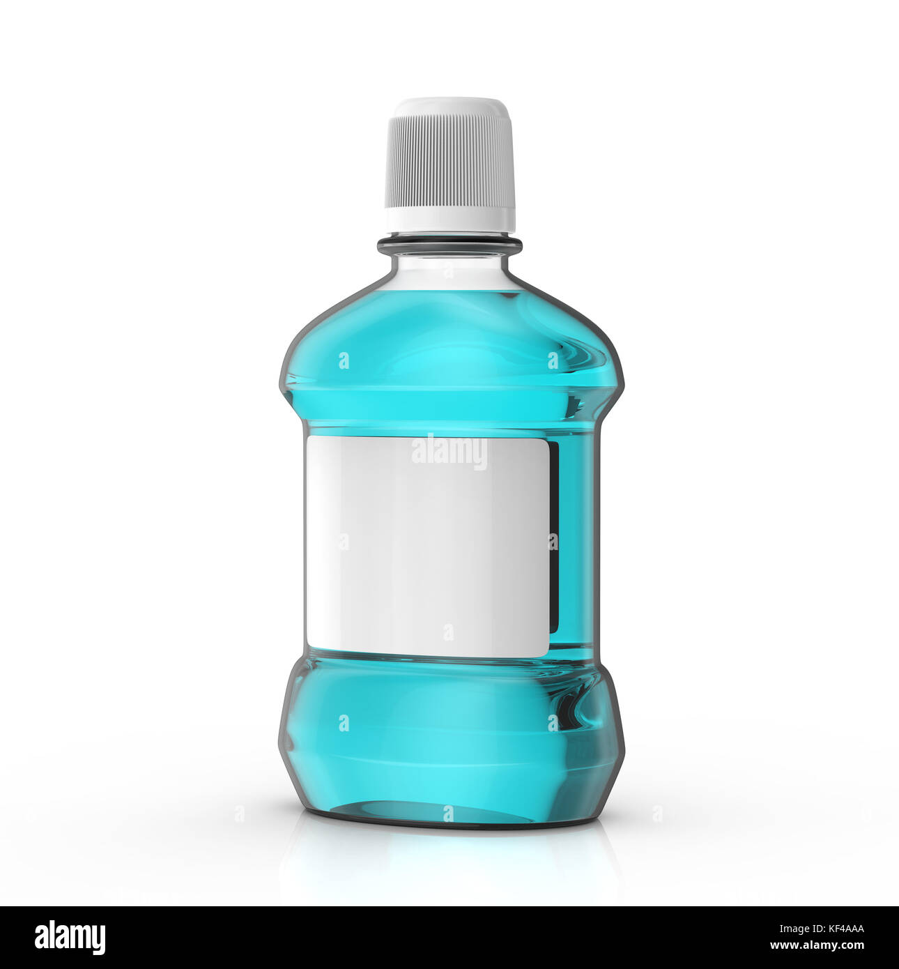Blue mouth rinse, blank hygiene product mockup with white label for ...