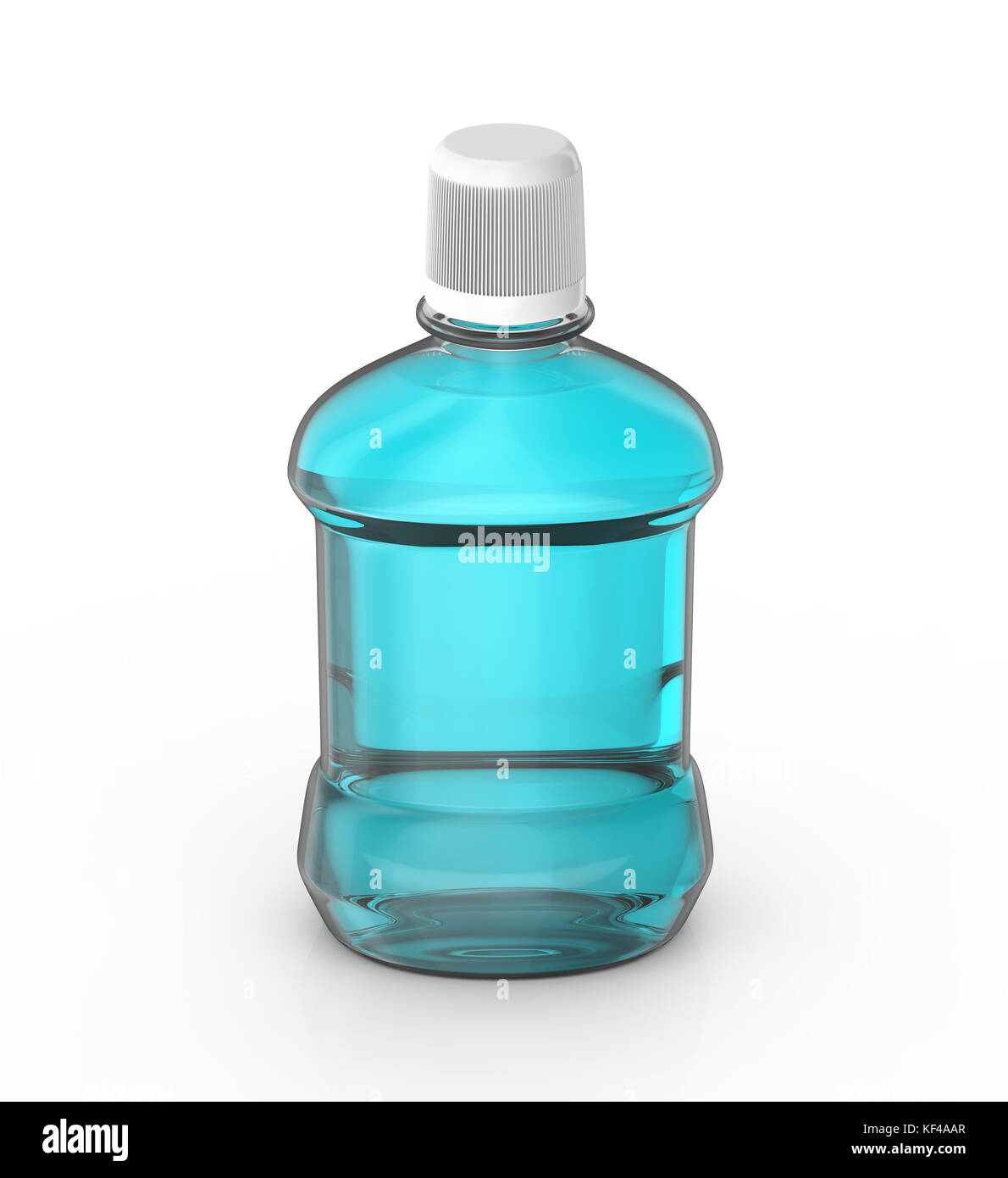 Blue mouth rinse, blank hygiene product mockup in 3d rendering Stock ...