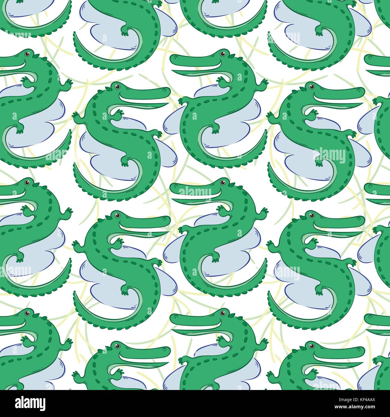 Vector seamless pattern with crocodiles. Hand-drawn winter illustration ...