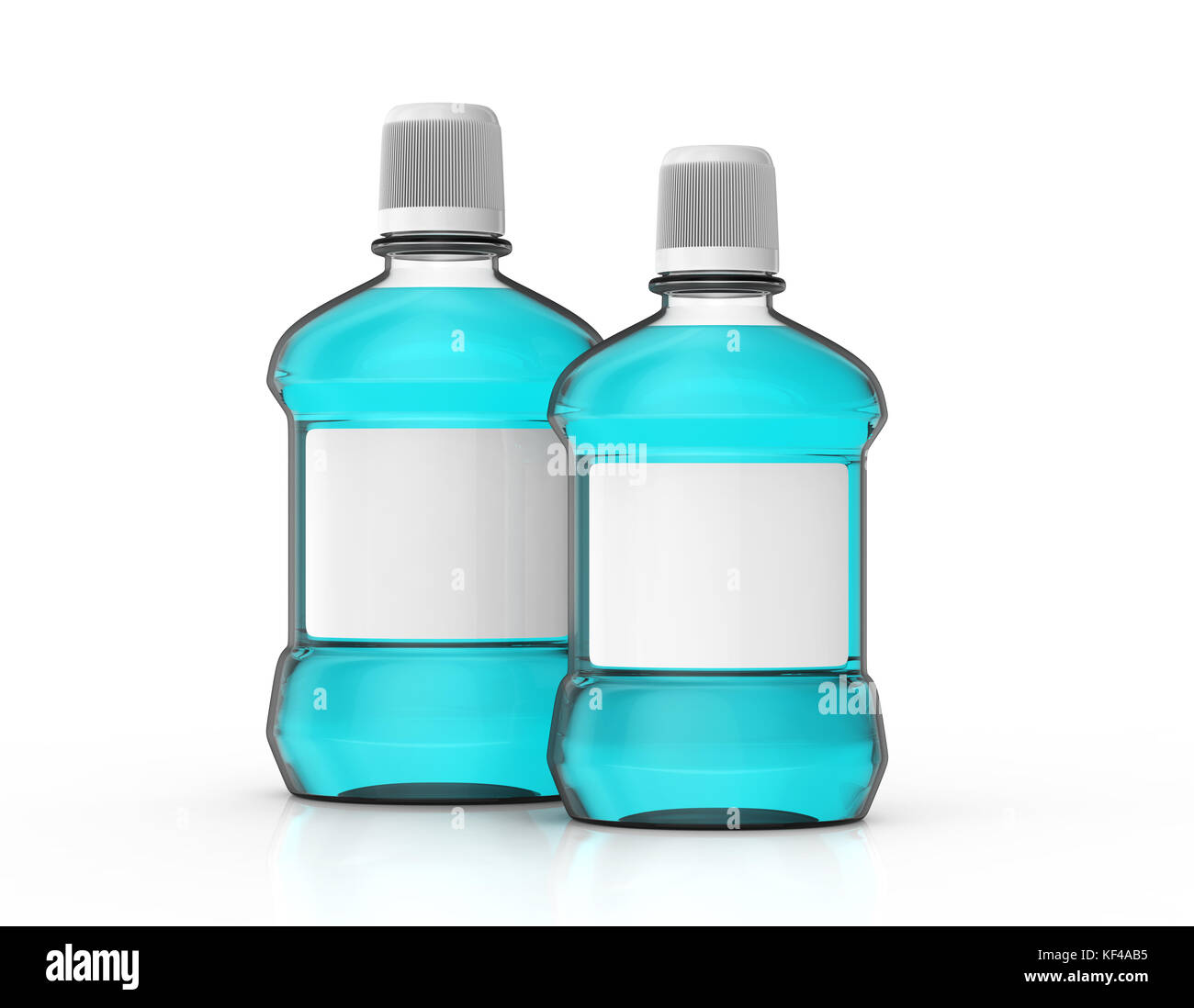 Blue mouth rinse, blank hygiene product mockup with white label for ...