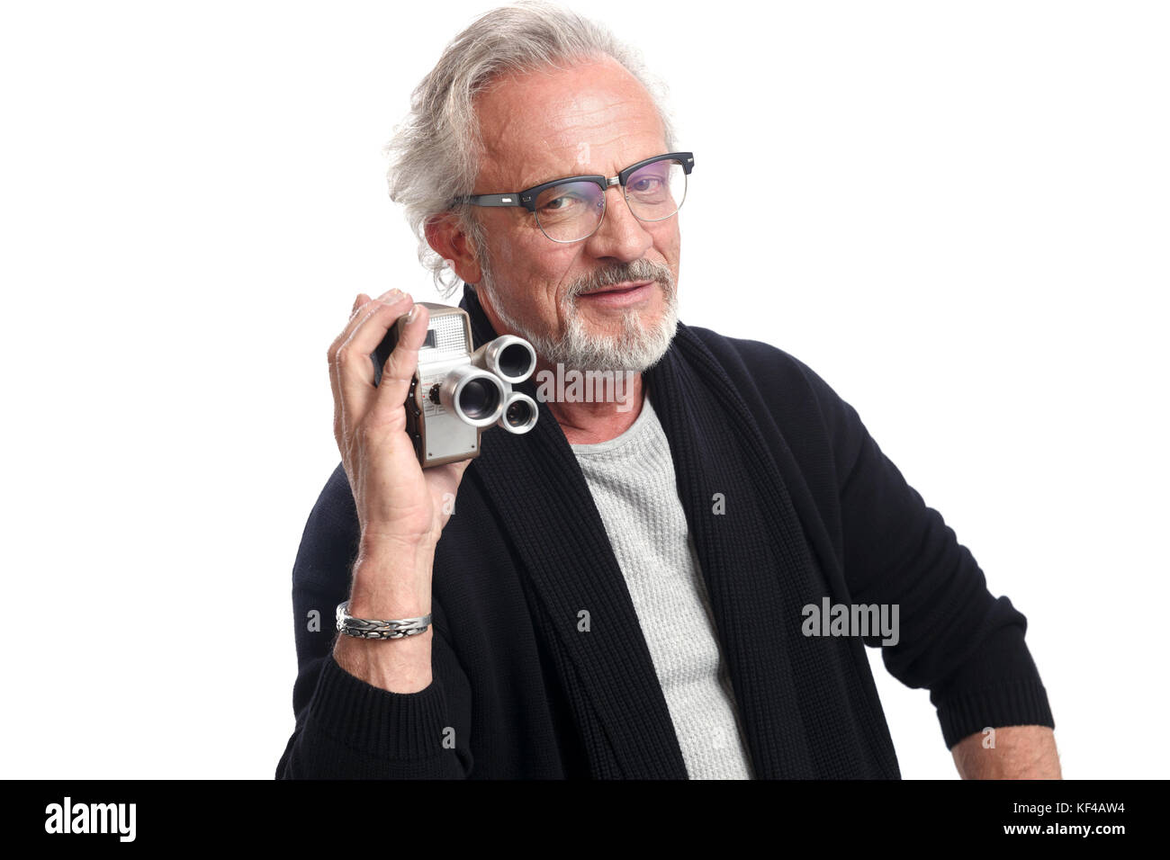 Old man with camera Stock Photo - Alamy