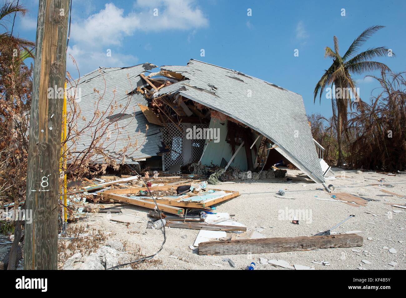 The roof of a house collapses in the aftermath of Hurricane Irma ...