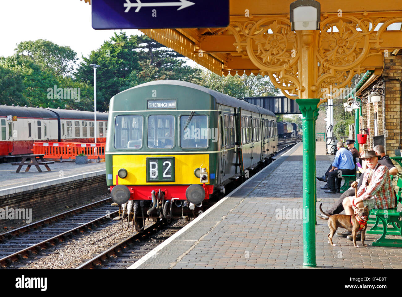 A diesel train stationary at the North Norfolk Railway station at ...