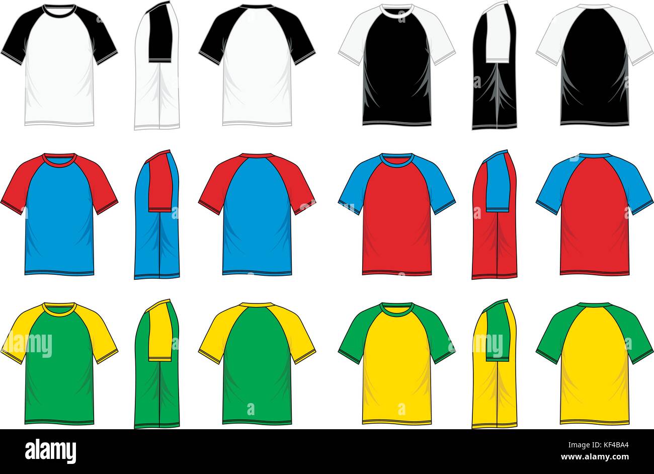 T Shirt templates short sleeve raglan, men fashion, vector image Stock ...