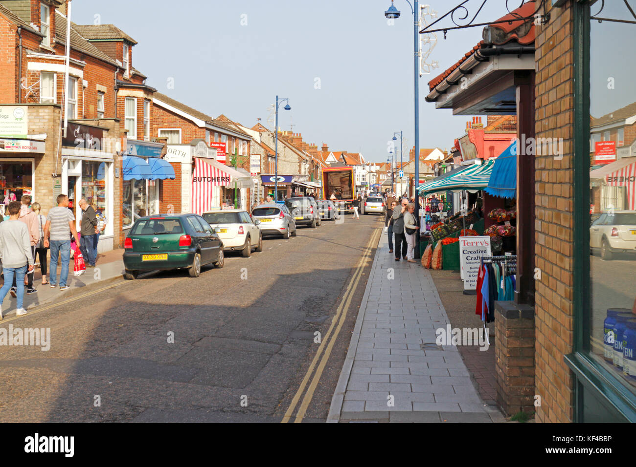 A view of Station road in the North Norfolk seaside resort of ...