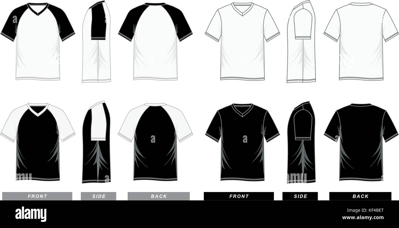 T shirt V-neck, short sleeve raglan templates colorful, men fashion ...