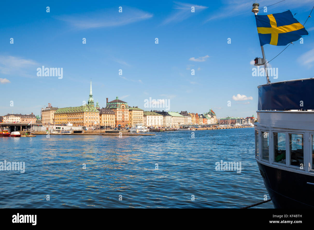 View of the harbour of Skeppsbron, the eastern waterfront of Gamla stan ...