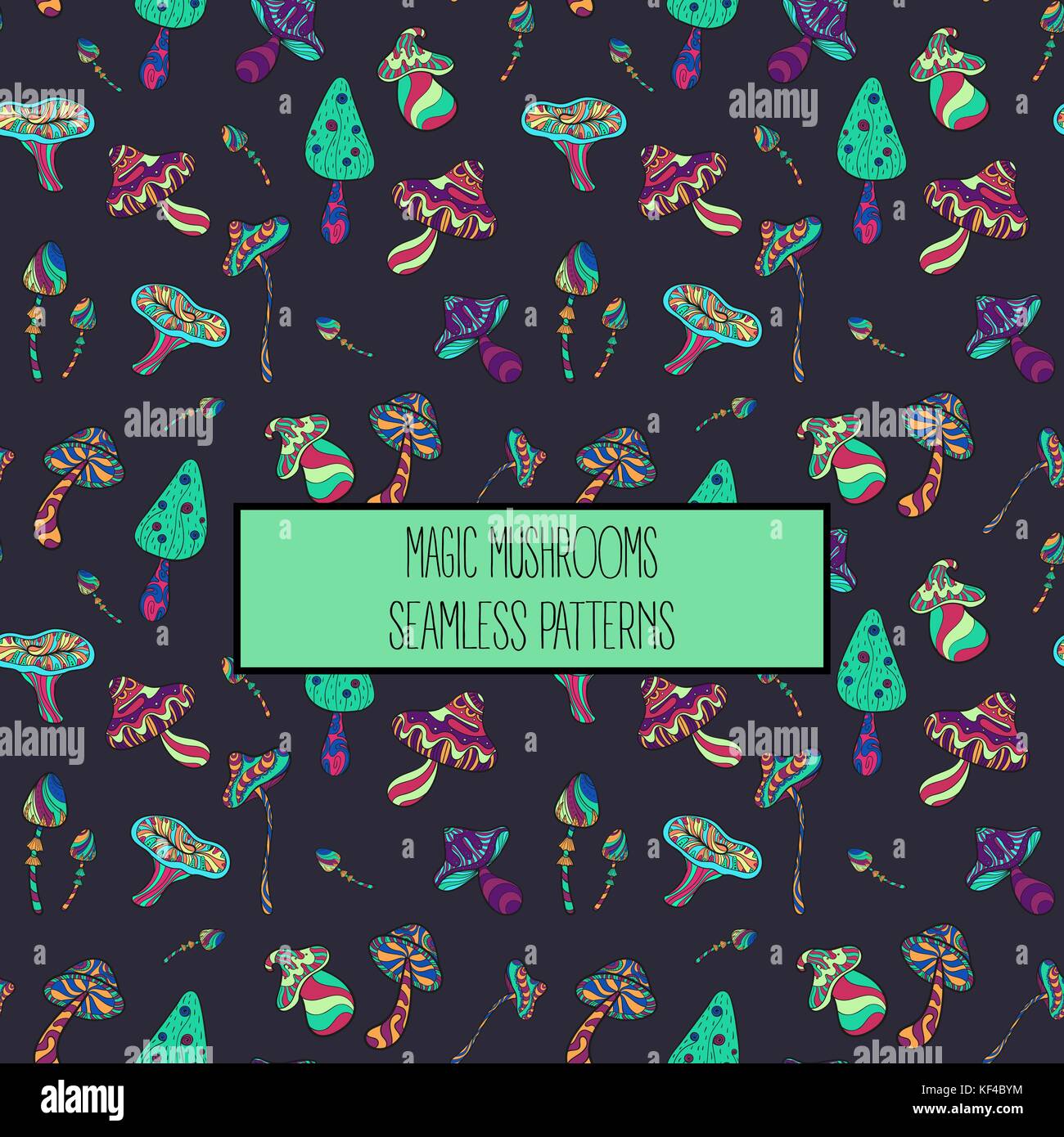 Seamless pattern of stylized magic mushrooms Stock Vector Image & Art ...