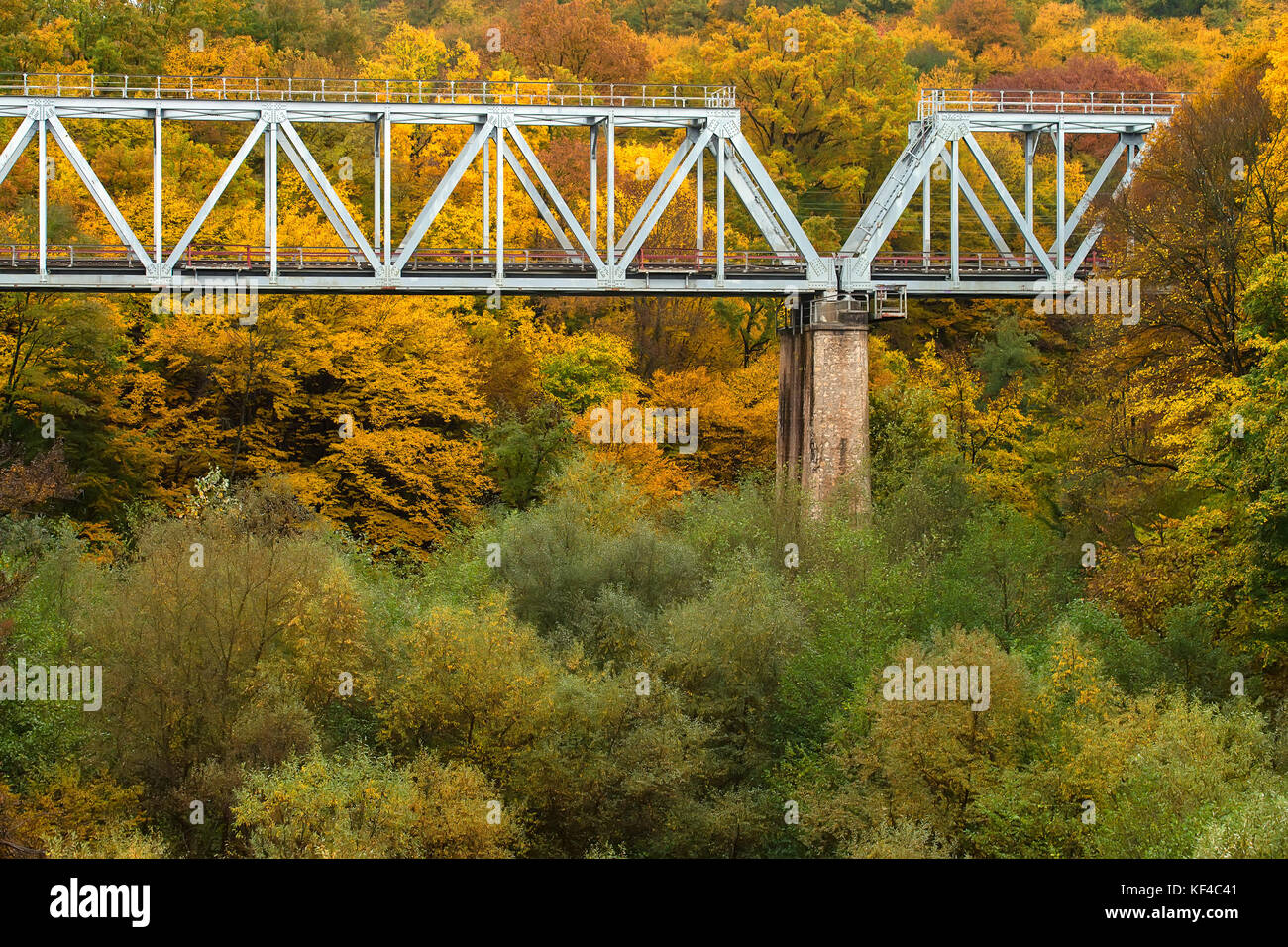 Autumn landscape with bridge Stock Photo - Alamy