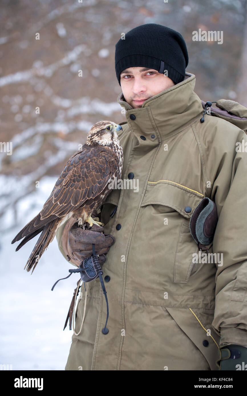 man with falcon Stock Photo - Alamy