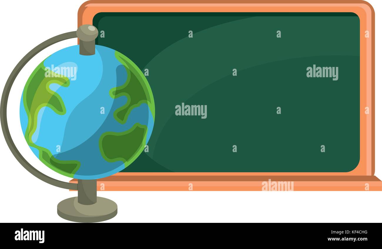 blackboard object with earth planet map desk Stock Vector Image & Art ...